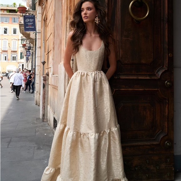 V. Chapman | Dresses | V Chapman Cream Ruffled Tiered Maxi Dress | Poshmark